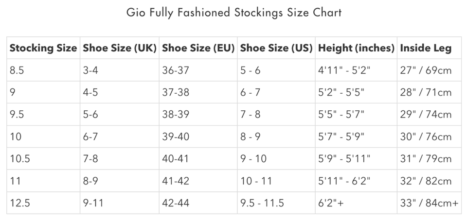 Gio Fully Fashioned Stockings - BRONZE Full BLACK Contrast - from ...