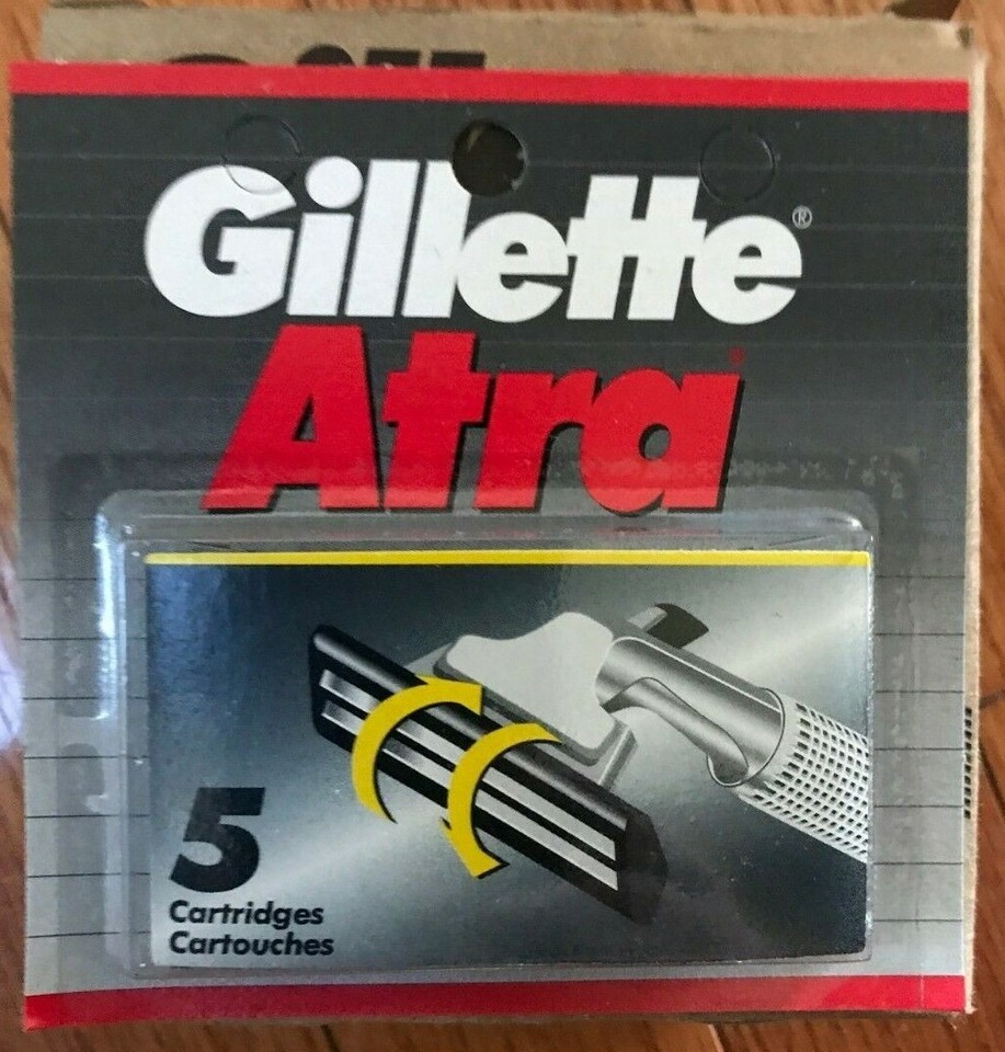 Vintage 1995 Gillette Atra Razor Blades No Lubricant Strip 60 Blades12 ...