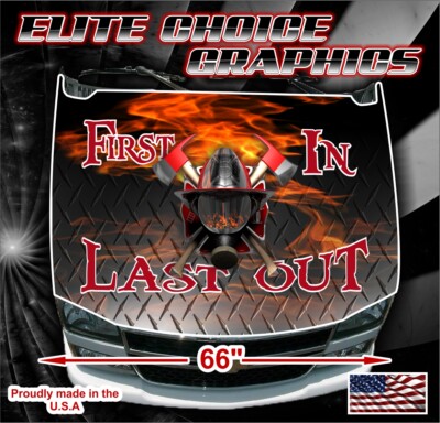 Firefighter First In Vinyl Hood Wrap Bonnet Decal Sticker Graphic | eBay