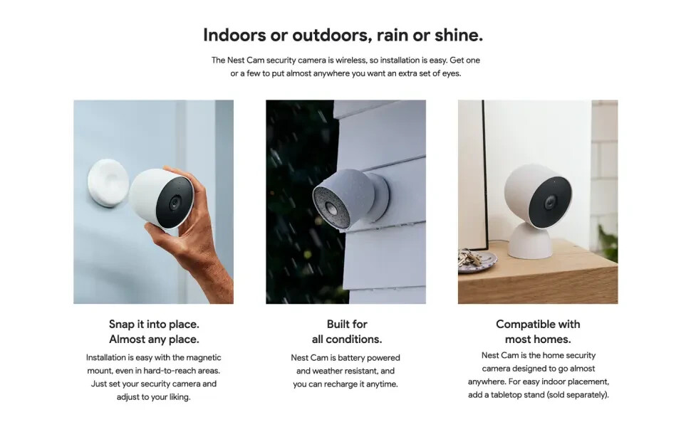 Google Nest Cam Indoor Outdoor Surveillance Camera, White, G3AL9, GA01317-US | eBay