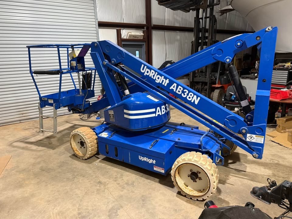 Upright articulating man boom lift, 2 person, 38' platform height like ...