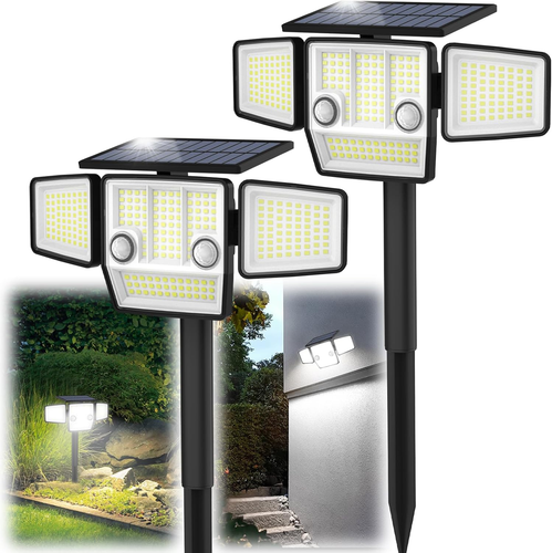 Solar Outdoor Lights with Stakes, 2500LM 180° PIR Motion Sensor, 360 ...