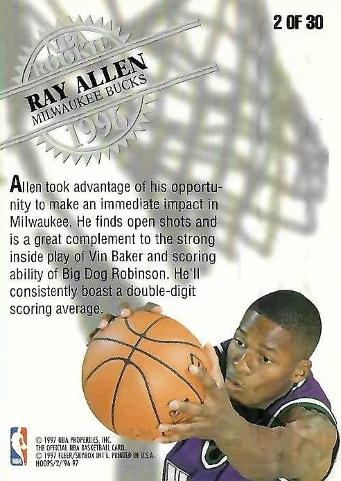 Ray Allen Rookie Karte 1996 97 NBA Hoops RAY ALLEN Rookie #2