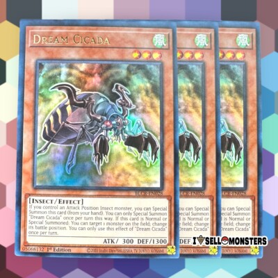 Yugioh! 3x Dream Cicada BLCR-EN028 ULTRA Rare Yu-gi-Oh! x3 TCG NM | eBay