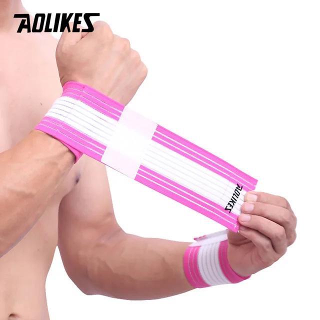 Cotton Elastic Hand-Wrist Support Band Gym Fitness Powerlifting ...