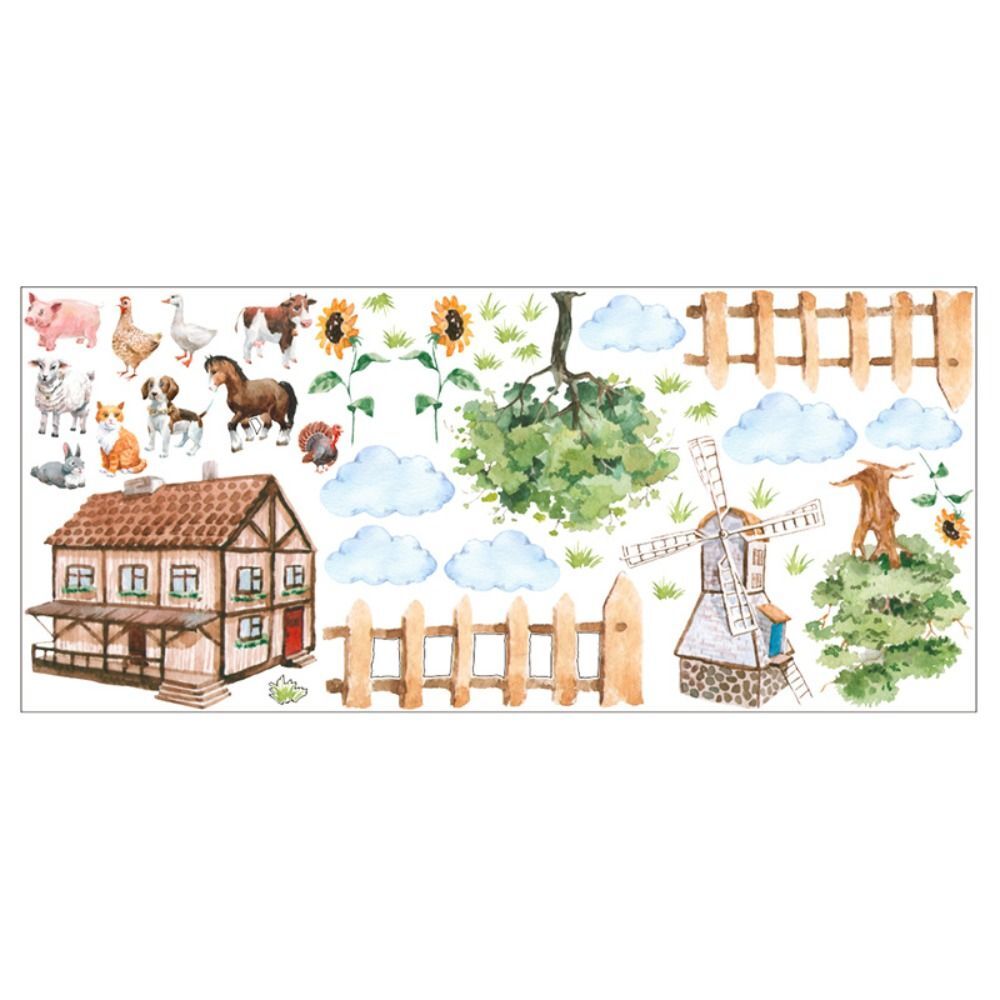 Removable Farm Animal Wall Sticker PVC Cow Horse Chicken Rooster Boy's ...