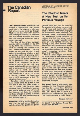 1973 CANADIAN TV ARTICLE STARLOST SCI-FI SERIES ~ A.M.CANADA PERCY ...