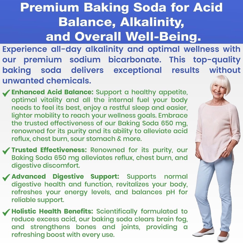Natural Baking Soda Capsules Kidney Stomach Acid Sodium Bicarbonate ...