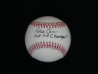 LES CAIN SIGNED OFFICIAL OMLB BASEBALL"68 WS CHAMPS" JSA COA - TOUGH ...