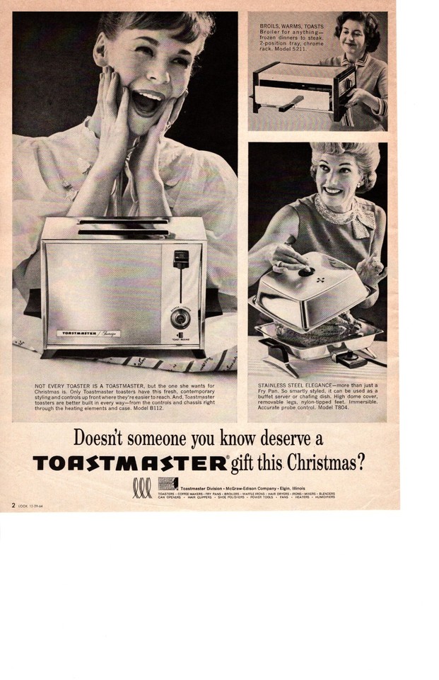 1964 TOASTMASTER KITCHEN APPLIANCE VINTAGE PRINT AD, TOASTER, ELECTRIC ...