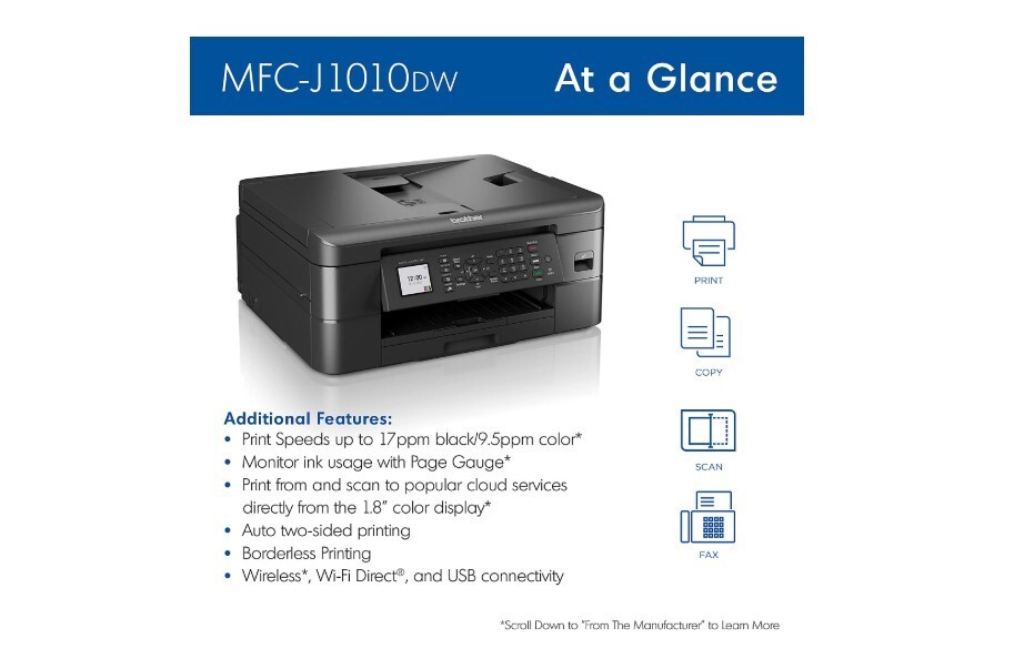 Brother MFCJ1010DW All-in-One Color Inkjet Printer - Free Shipping [NOT ...
