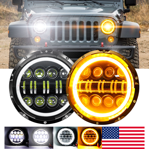 7 inch Round Chrome LED Headlight Hi/Lo Beam for Mazda 1979-85 RX7 1990 ...