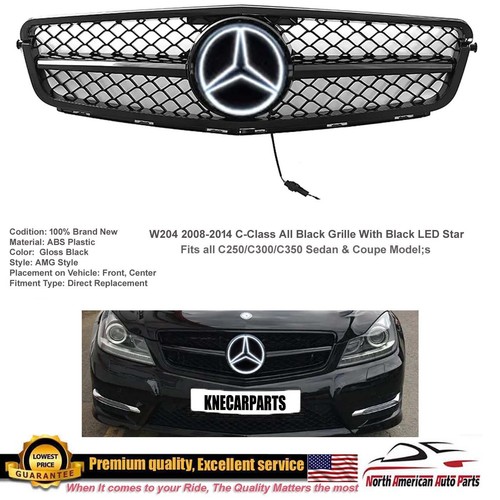 C-Class All Black Grille with Illuminated Star LED C250 C300 C350 2008 ...