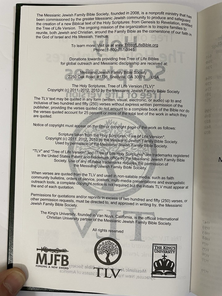 Holy Scriptures Tree of Life Version Messianic Jewish Bible 2013 ...
