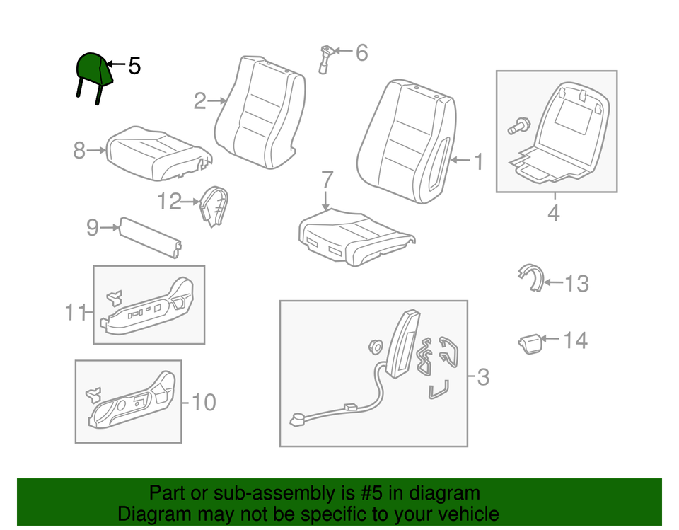 Genuine Honda Headrest 81140-TA5-A43ZB | eBay