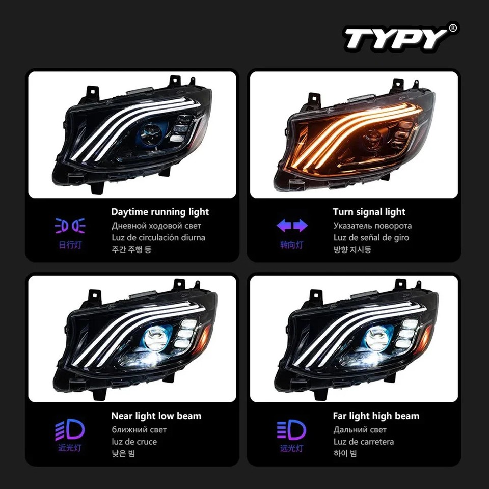 For Mercedes-Benz W477 Sprinter LED DRL Sequential Projector Headlights ...