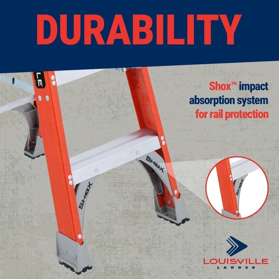 6-Foot Fiberglass Step Ladder, 300-Pound Load Capacity, Type IA, FS1506 ...