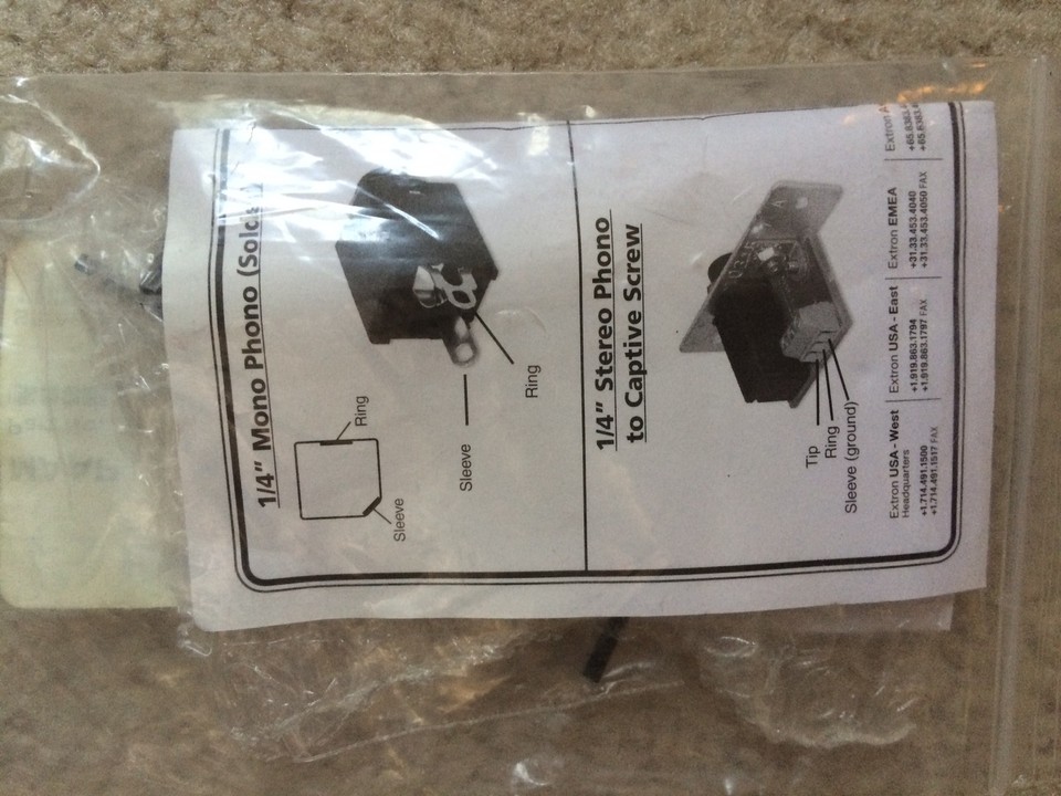 Extron 70-293-11 MAAP (1) 3.5mm Stereo Mini Jack to Solder Tabs BLK New ...