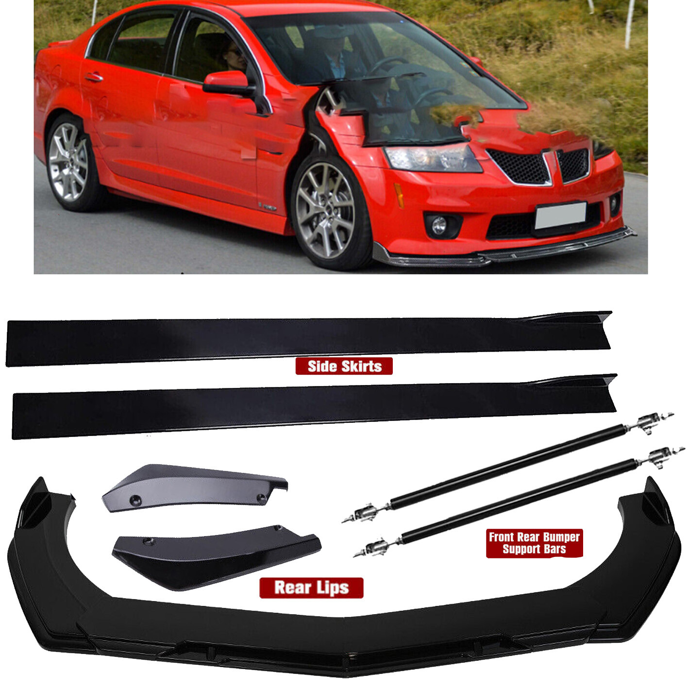 For Pontiac G8 GTO Strut Rod Front Bumper Lip Splitter Spoiler Rear ...
