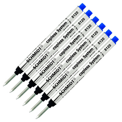 6X Schmidt 8120 S Capless System Rollerball Refill Blue Ink Broad Tip ...