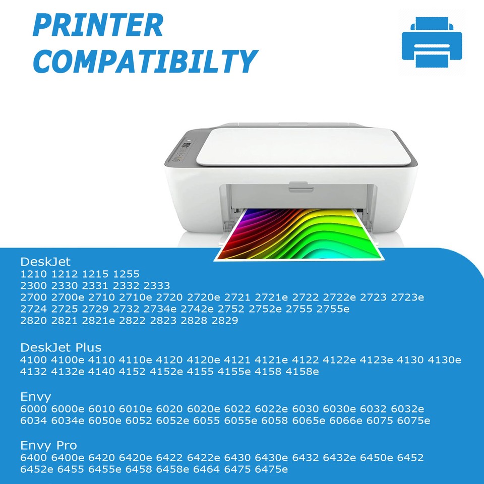 67XL Ink Cartridges for HP 67 Ink Deskjet 2755 4155 2700e Envy 6010 ...