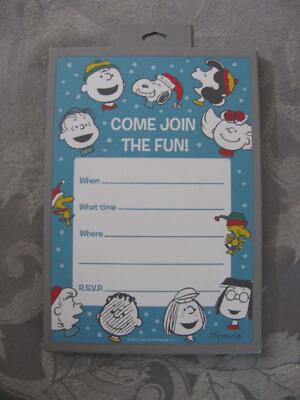 Hallmark/Peanuts CHRISTMAS Party Invitations 10 Single Panel w ...