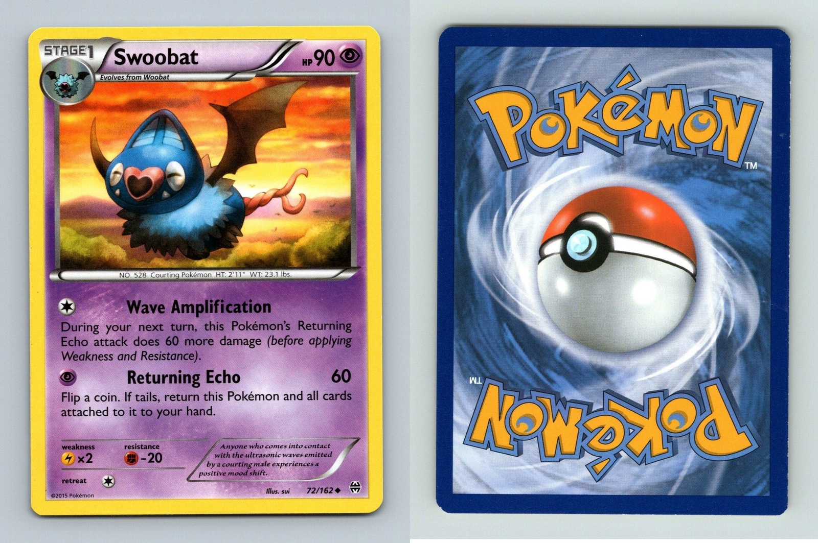 Swoobat #72/162 XY Breakthrough Uncommon 2015 Pokemon TCG Card | eBay