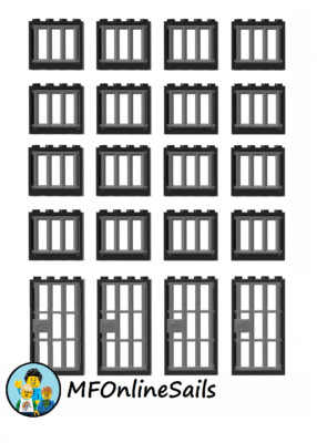 🏠 40 piece - Genuine LEGO Jail Bars Windows & Doors Lot - Black & Gray ...