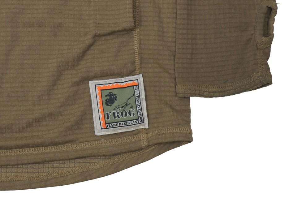 USMC Coyote Frog Waffle Fleece Quarter Zip Grid Marine Corp Shirt Cold ...