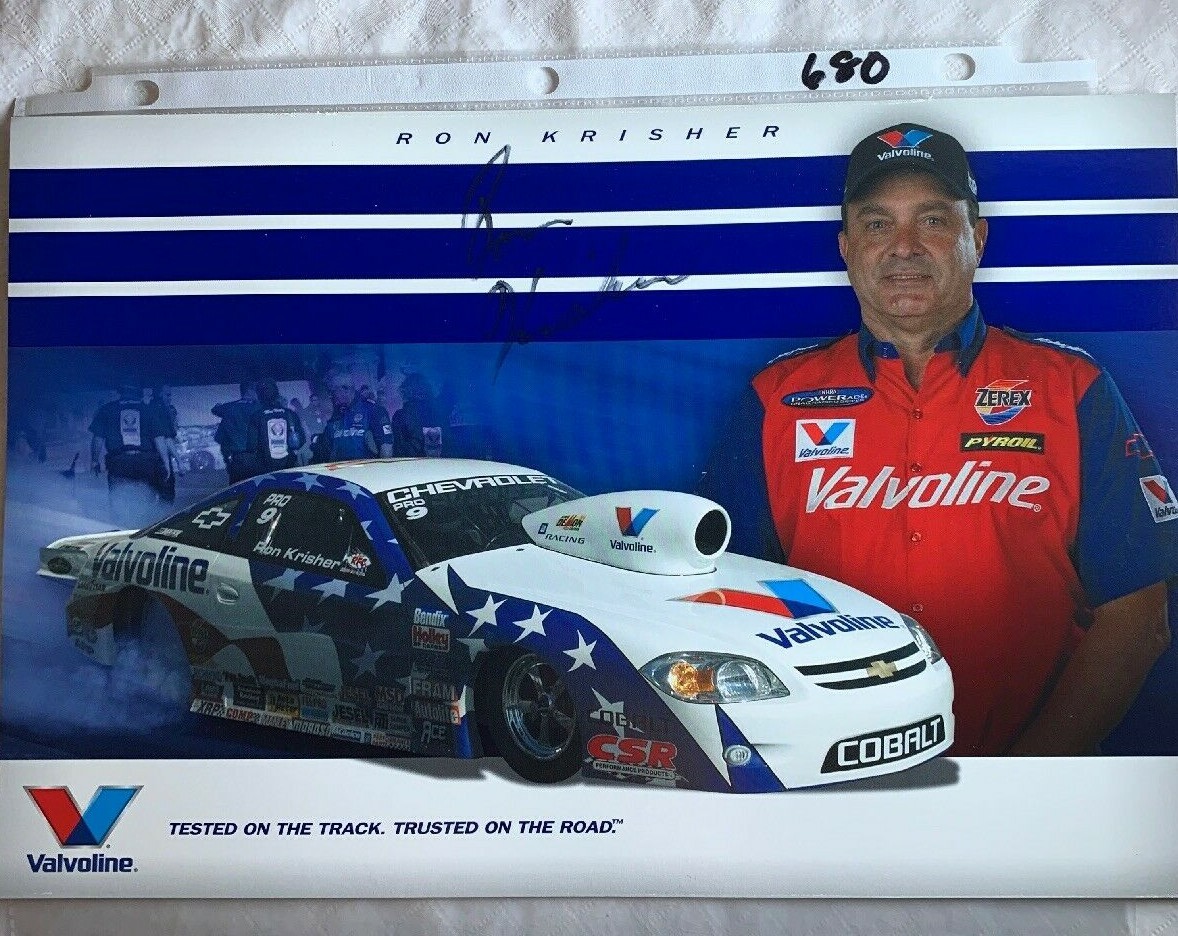 2007 Autographed Ron Krisher Valvoline Pro Stock Cobalt NHRA Photo Card ...