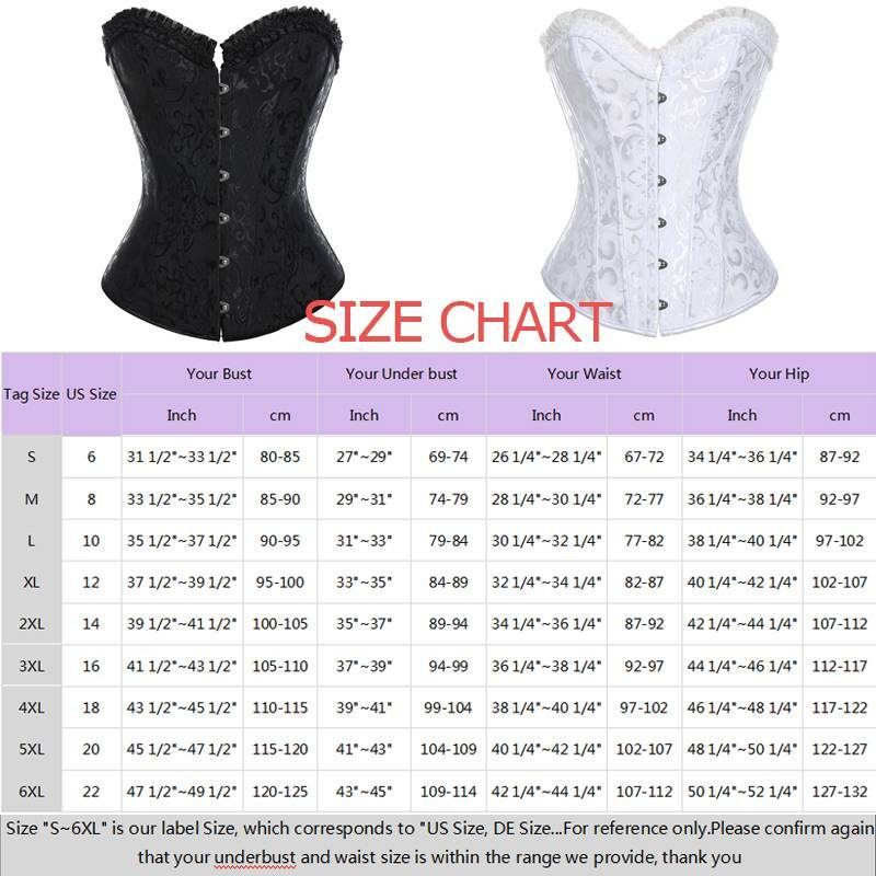 Women‘s Black Waist Training Corset Steampunk Gothic Basque Bustier ...
