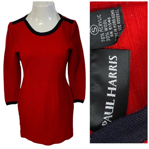 Paul Harris Dress Womens Small Red Wool Blend Work Office Church Date ...