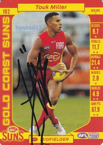 Signed Touk Miller Gold Coast Suns Autograph on 2017 TeamCoach Card | eBay
