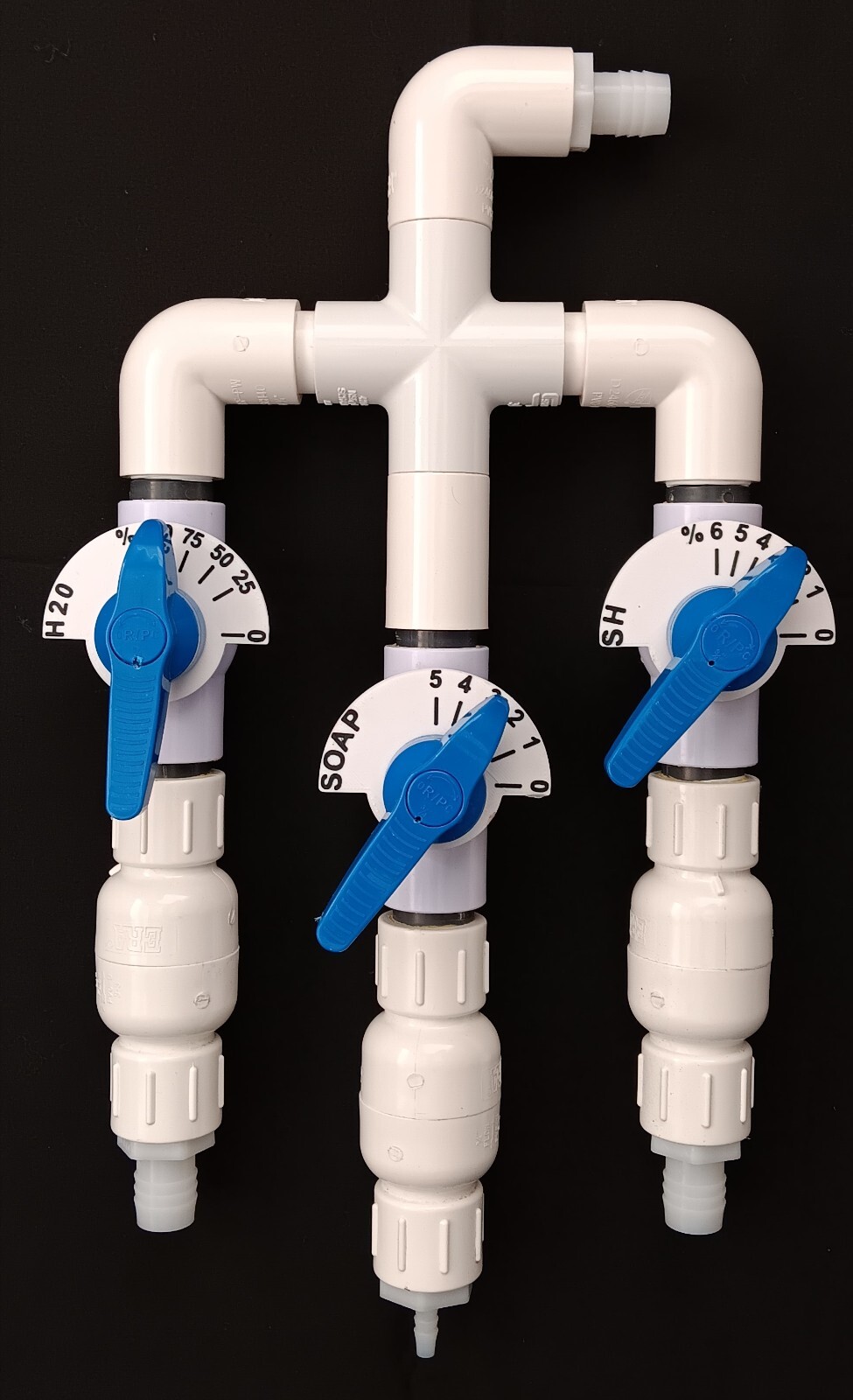 3/4" Manifold, 5/8" Hose Barbs, 1/4" Soap Barb, Soft Wash Proportioner ...