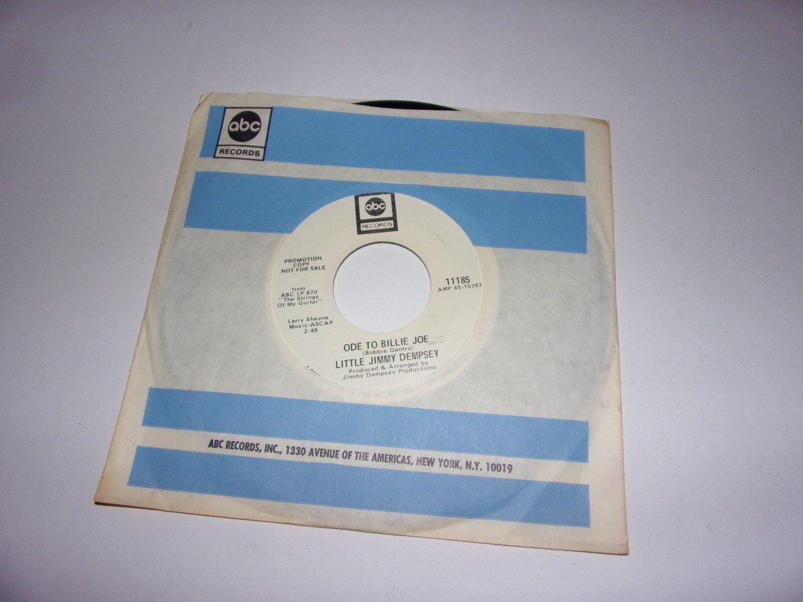 Little Jimmy Dempsey: Ode To Billie Joe / My Song / 45 Rpm Promo / 1969 ...