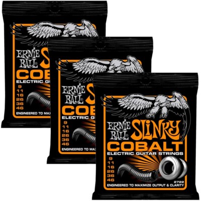 3 SETS Pack Ernie Ball Cobalt Power Slinky 2722 Electric Guitar Strings ...