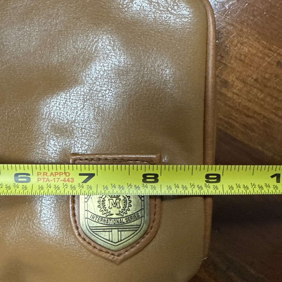 Vintage M International Series Crest Logo Tan Faux Leather Crossbody ...