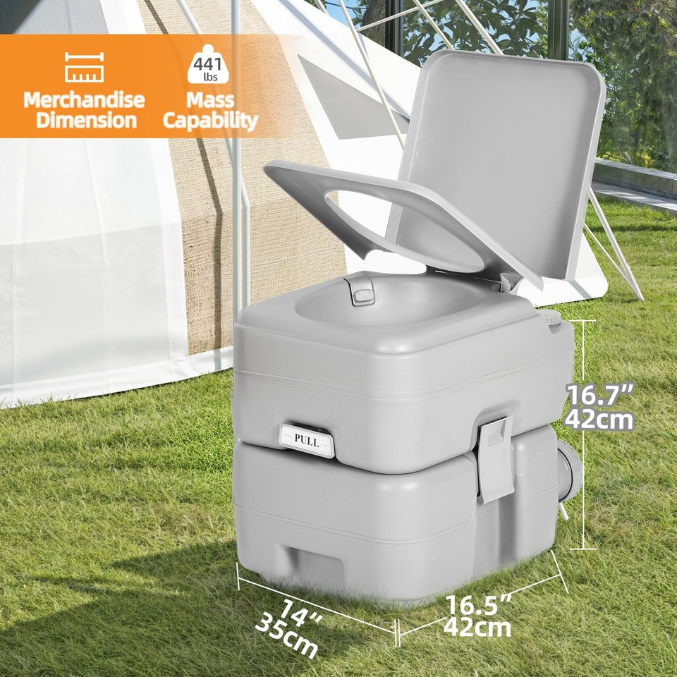 6G 23L RV Portable Toilet Camping Travel Hiking Outdoor Commode Potty ...