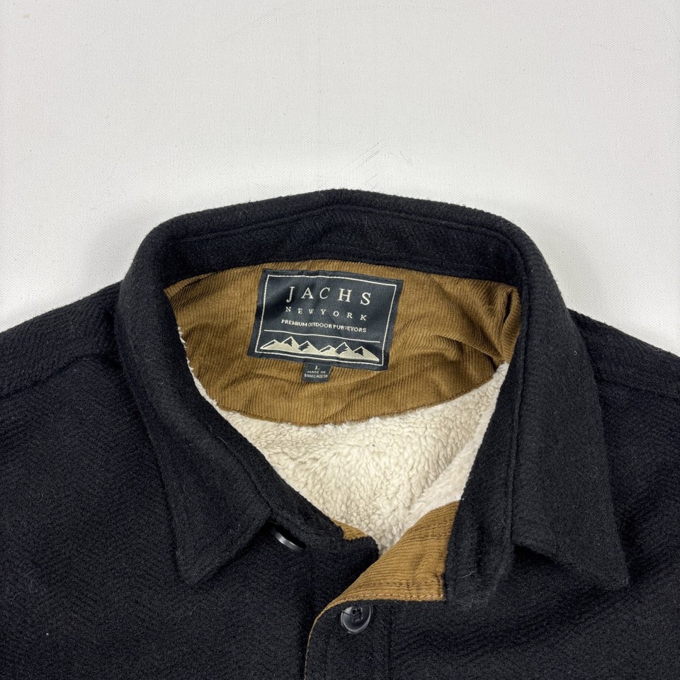 Jachs New York Men’s Jacket Wool Blend Sherpa Lined black Large | eBay