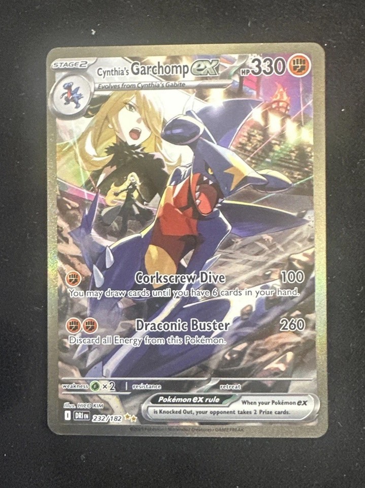 Pokémon TCG Cynthia's Garchomp EX SIR Card 232/182 Destined Rivals ...
