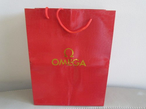 Vintage OMEGA Watch Red Shopping Gift Bag Tote 10.5 x 8.25 x 4.75 in ...