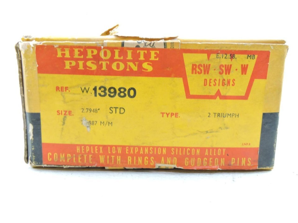 NOS Hepolite STD Pistons & Rings 9:1 Compression Triumph 650 T120R TR6R ...