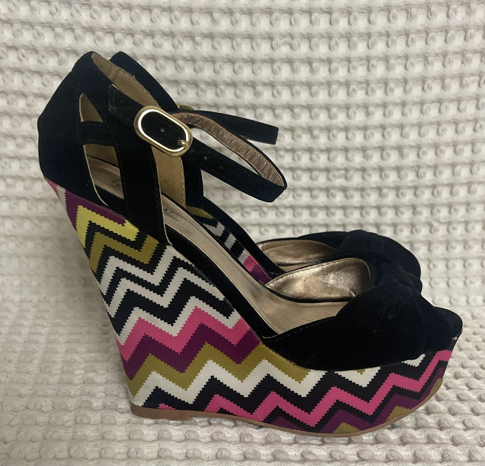 Women Colorful Wedge Heel Peep Toe Platform Shoes Ank… - Gem
