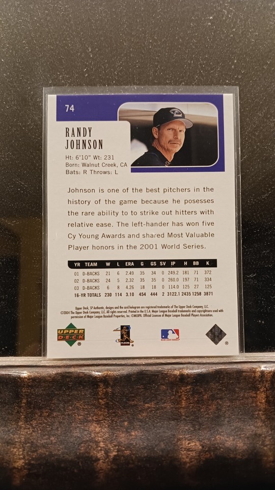 2004 Upper Deck SP Authentic card #74 Randy Johnson Arizona ...