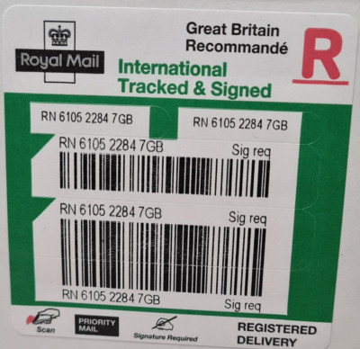 Self Adhesive Royal Mail International Tracked & Signed 25, 50,75, 100 ...