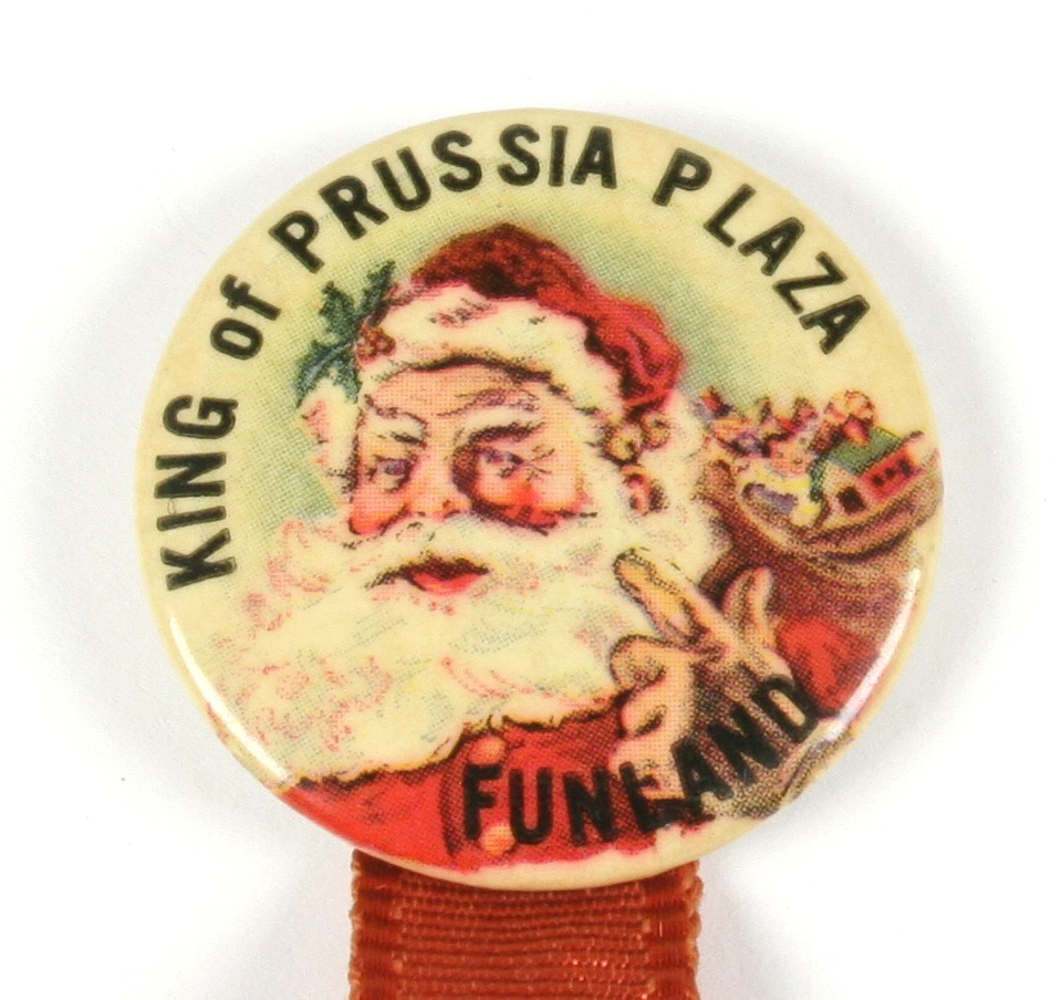 PENNSYLVANIA SANTA CLAUS PINBACK PIN CELLULOID BUTTON "KING OF PRUSSIA ...