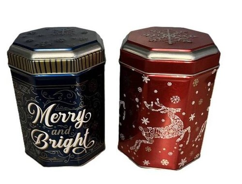 ALDI CHRISTMAS MUSICAL TIN CANISTER SET OF 2 BLUE AND RED | eBay