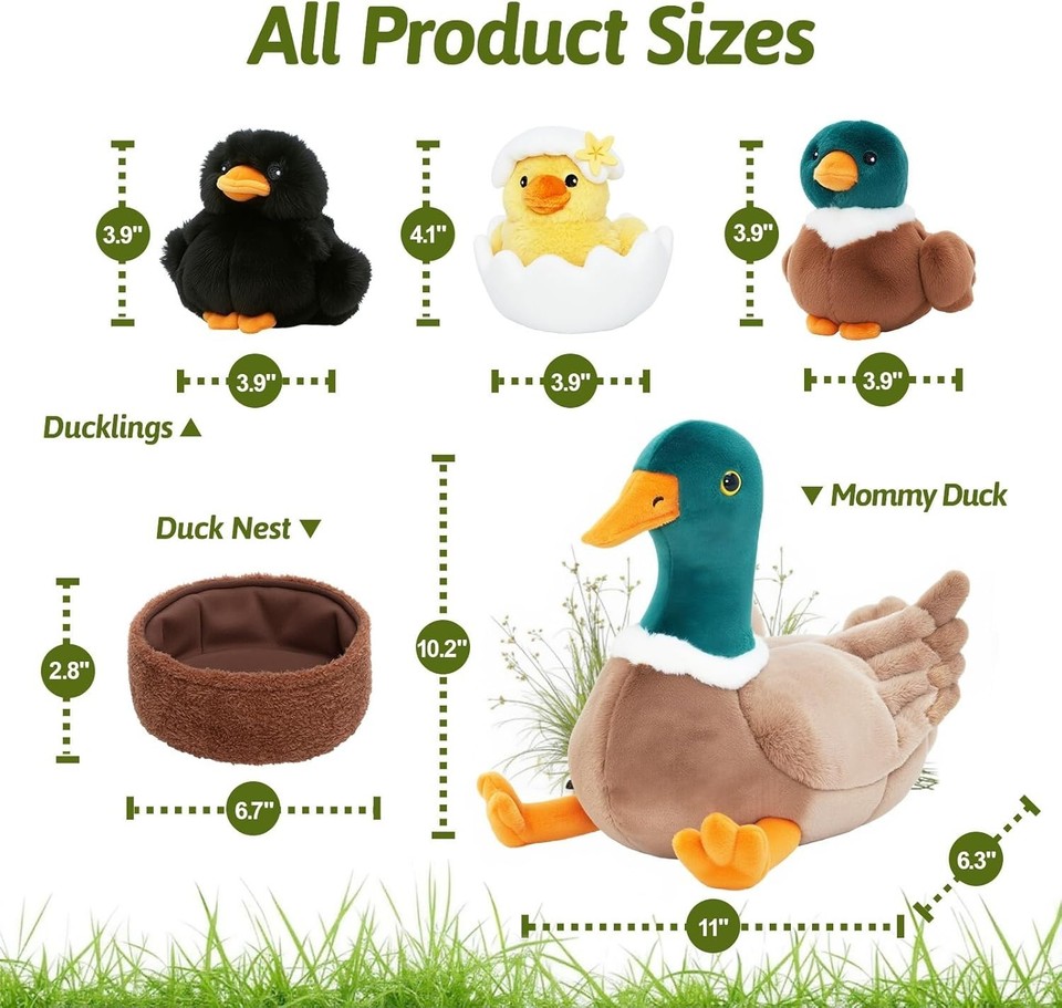 Duck Stuffed Animals with 3 Babies inside Plush Toys Set - Baby Toys ...