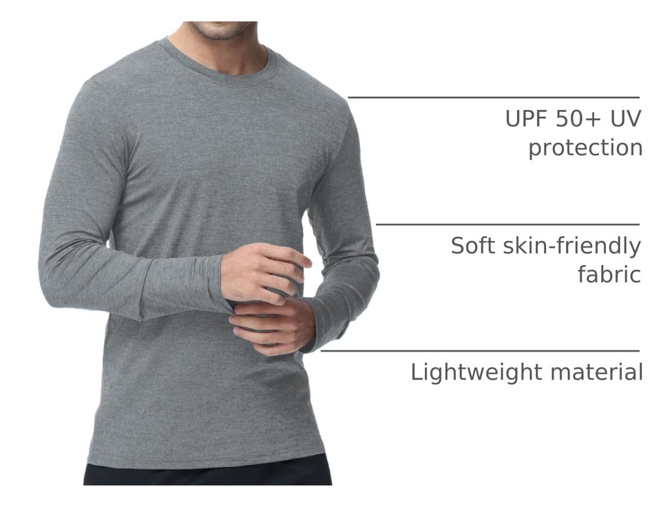6 Pack Men Dry Fit Workout Long Sleeve Athletic Gym UPF 50+ SPF UV Sun ...