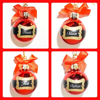 Christmas Ornament Santa Belt Ganz Ball Personalized RedGold Pick Name ...
